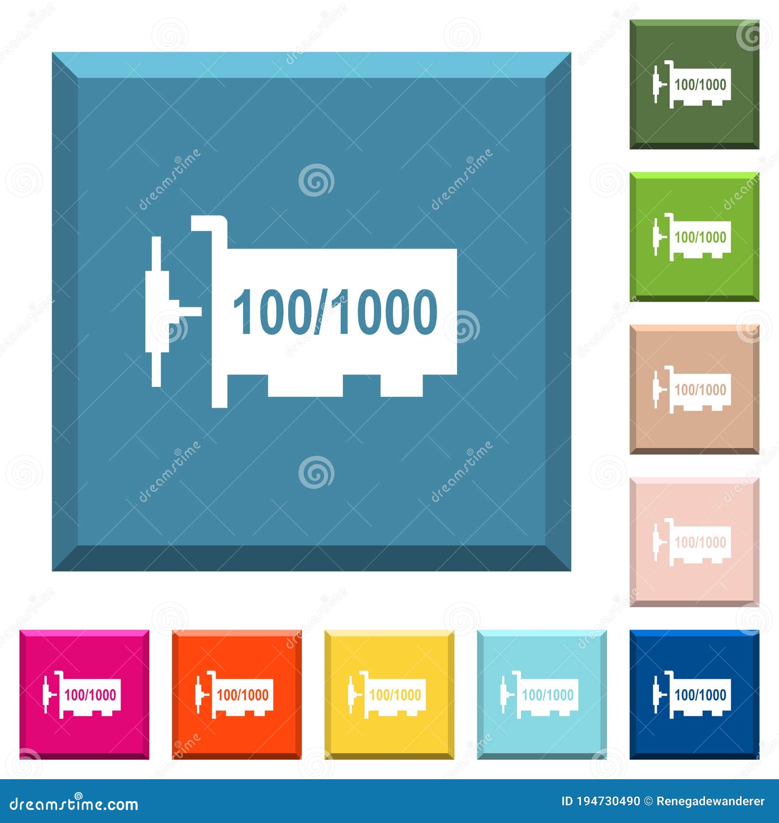 Gigabit Ethernet Network Controller White Icons on Edged Square Buttons ...