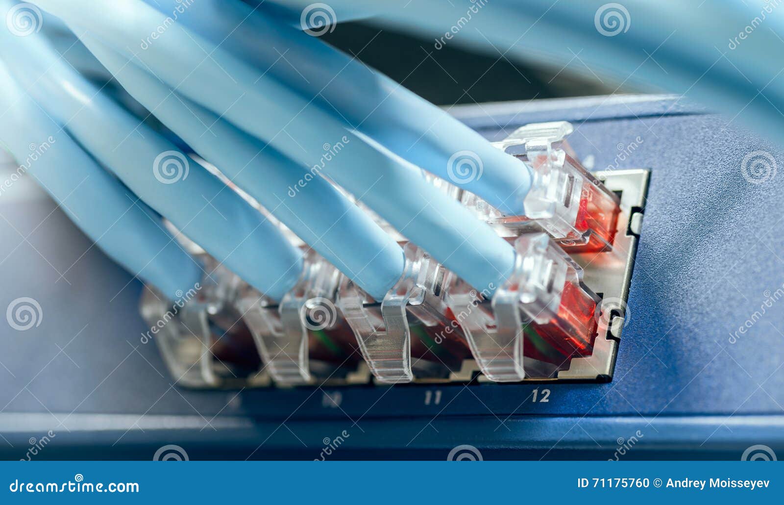 Gigabit switch with cables stock photo. Image of plug - 71175760