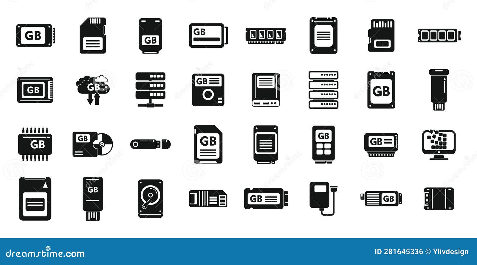 Gigabyte Icons Set Simple Vector. Big Data Stock Vector - Illustration ...