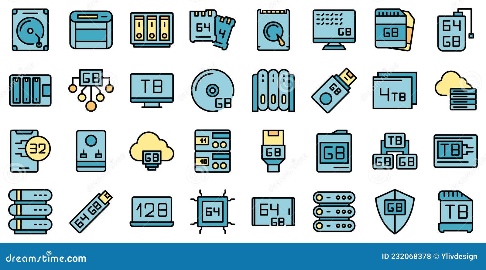 Gigabyte Icons Set Vector Flat Stock Vector - Illustration of computer ...
