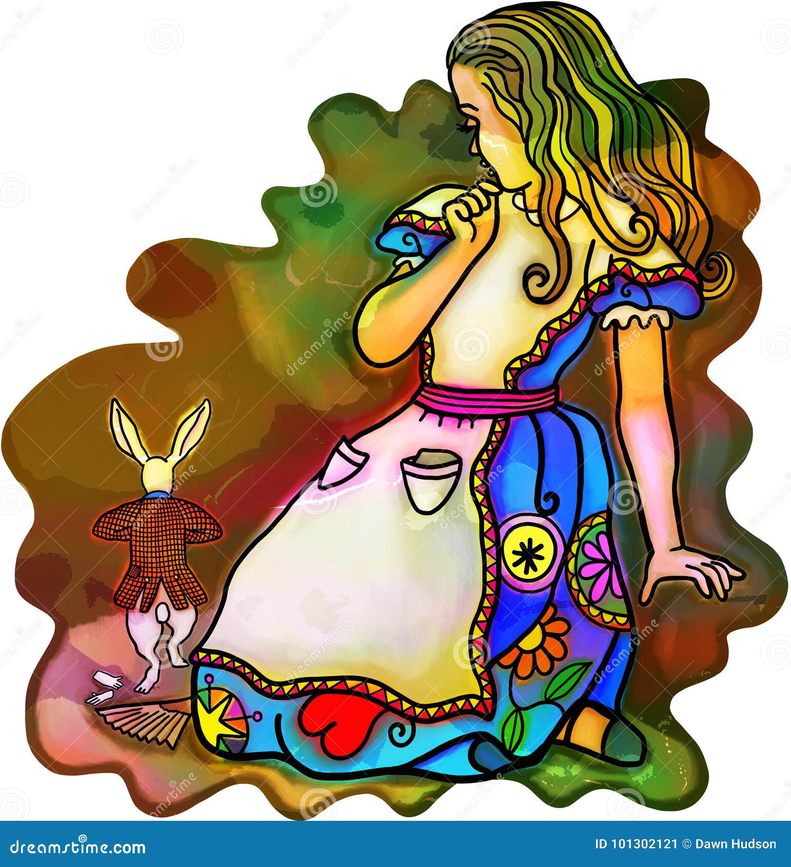 Gigante Alice Scares Rabbit Stock de ilustración - Ilustración de ...