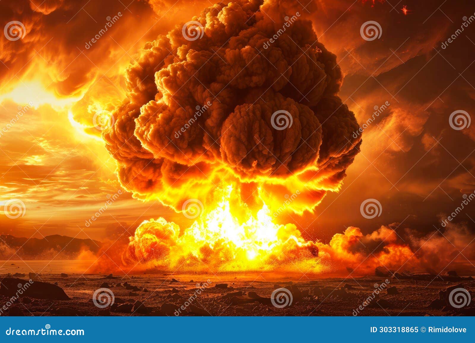 A Gigantic Explosion Creates a Mushroom-shaped Cloud, Billowing Out ...