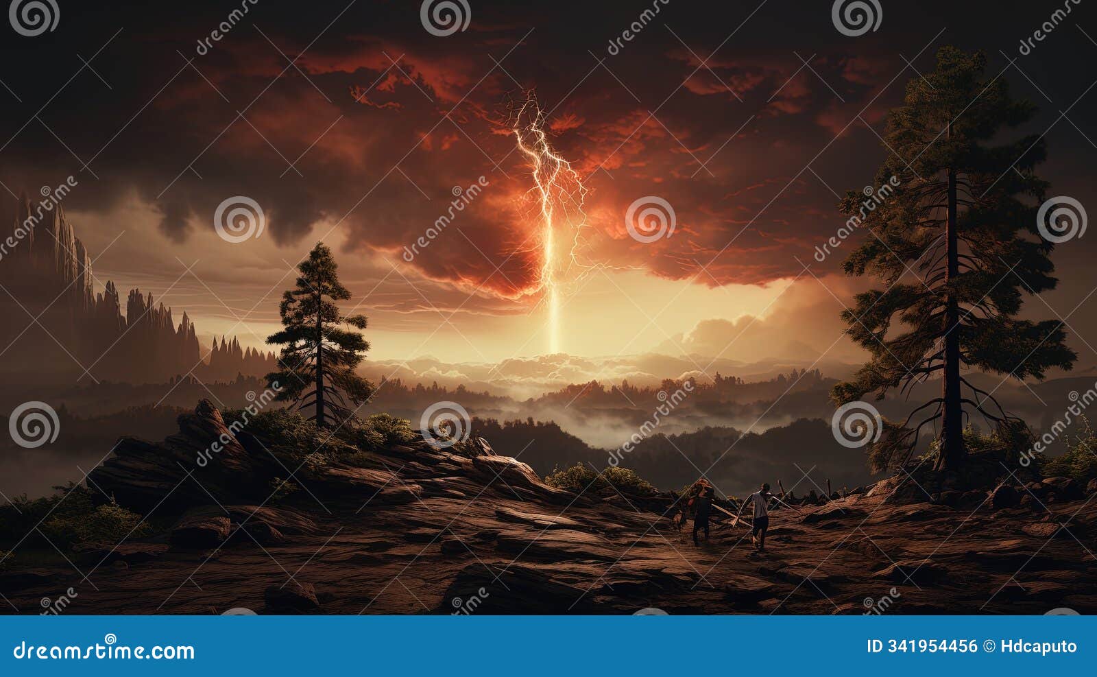 Gigantic Lightning Bolt Striking The Earth From The Clouds Stock Photography | CartoonDealer.com ...