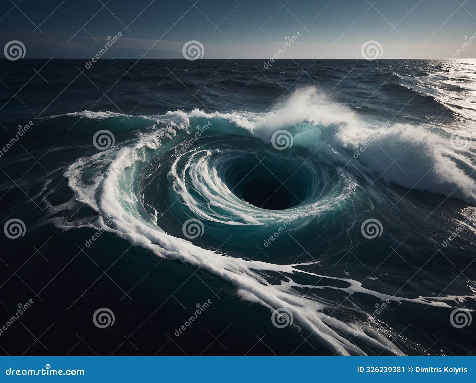 Gigantic Maelstrom Whirlpool Sea Vortex In Deep Ocean Water Stock Image ...