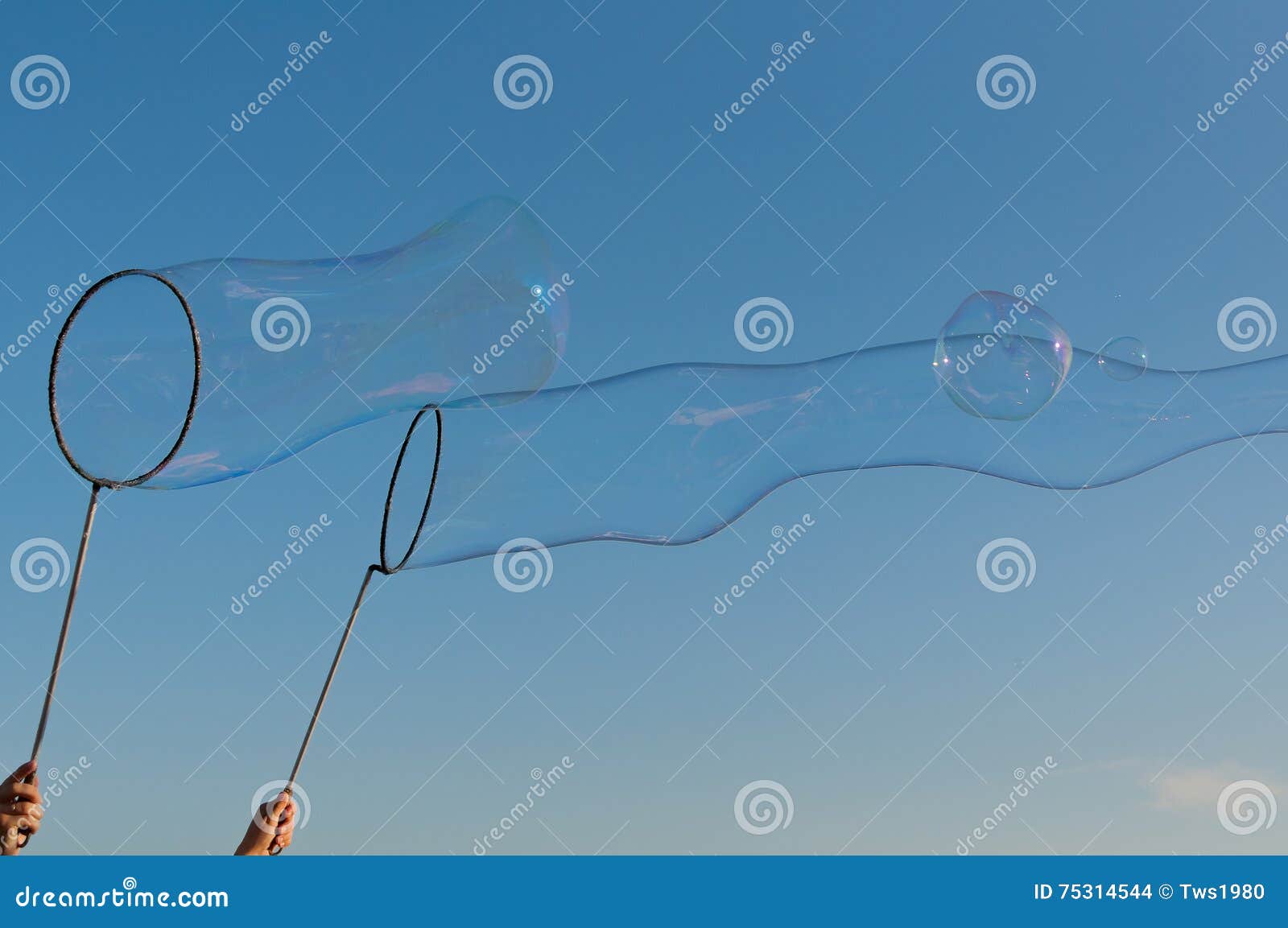 Gigantic Soap Bubble Toy with Blue Sky Background Stock Photo - Image ...