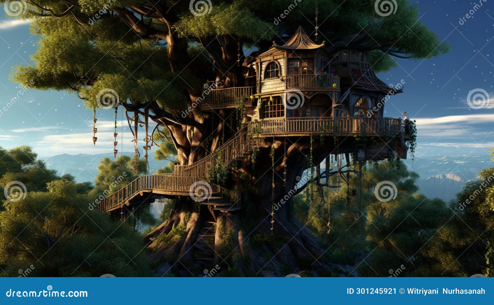 OkGigantic Tree with House Inside. Fantasy Tree House. Generative AI ...