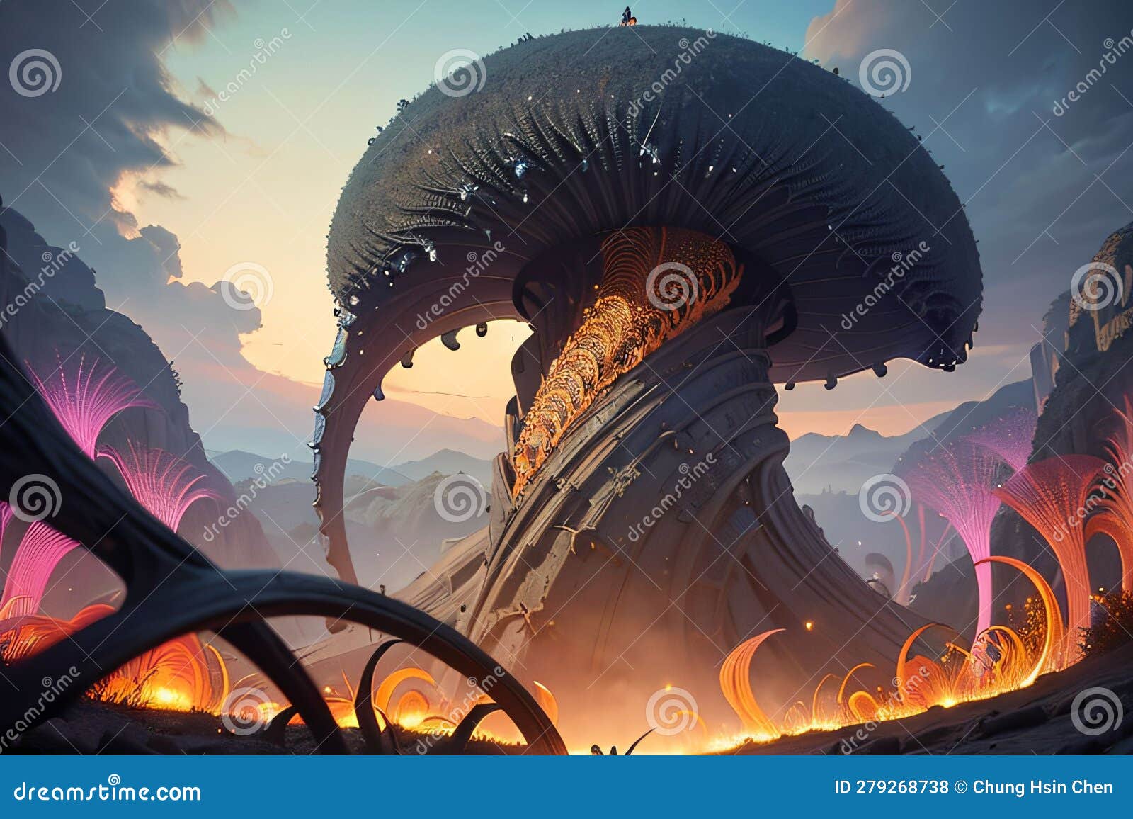 Gigantic Tree on the Landscape with Generative AI Technology Stock ...