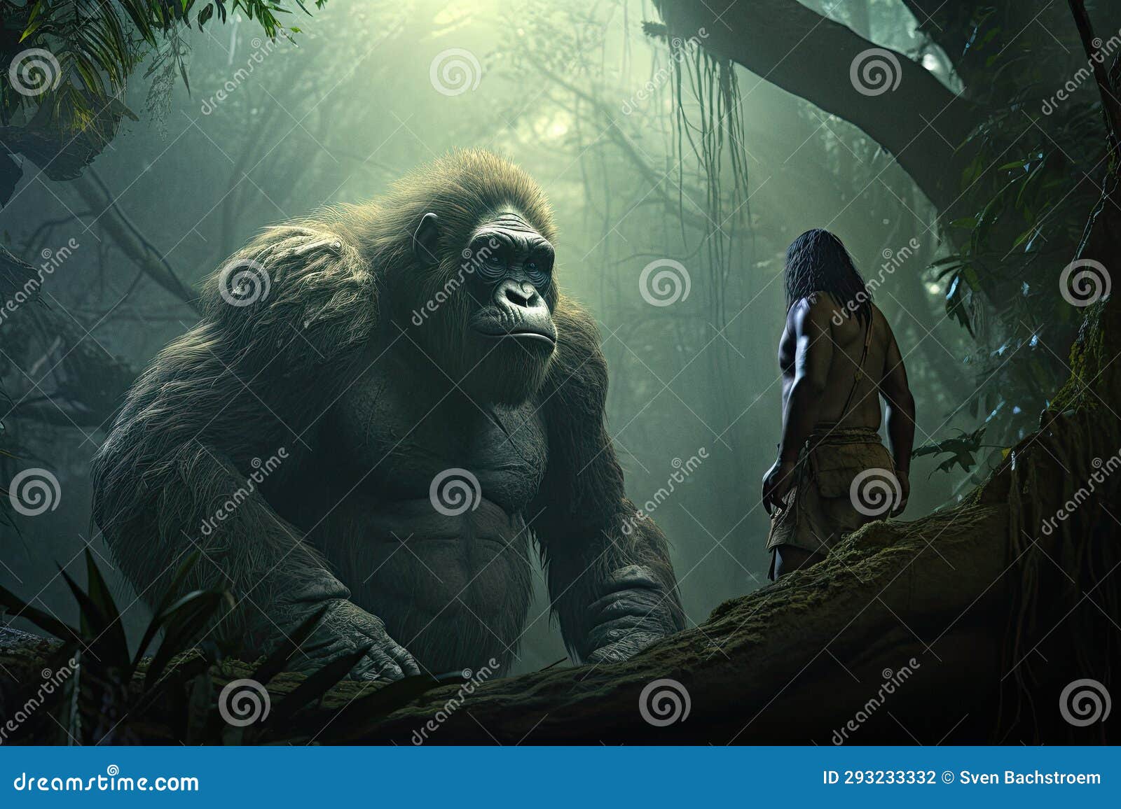 Gigantopithecus Giant Ape in the Jungle of Brazil Stock Illustration ...
