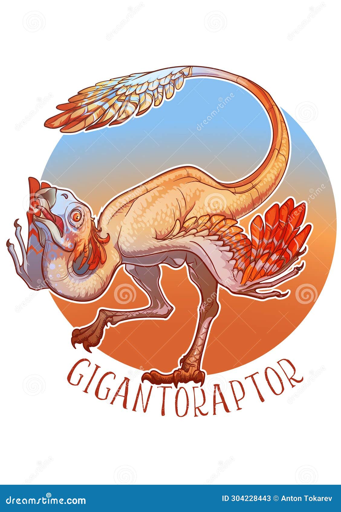 Gigantoraptor Mating Dance Cartoon Vector | CartoonDealer.com #304228443