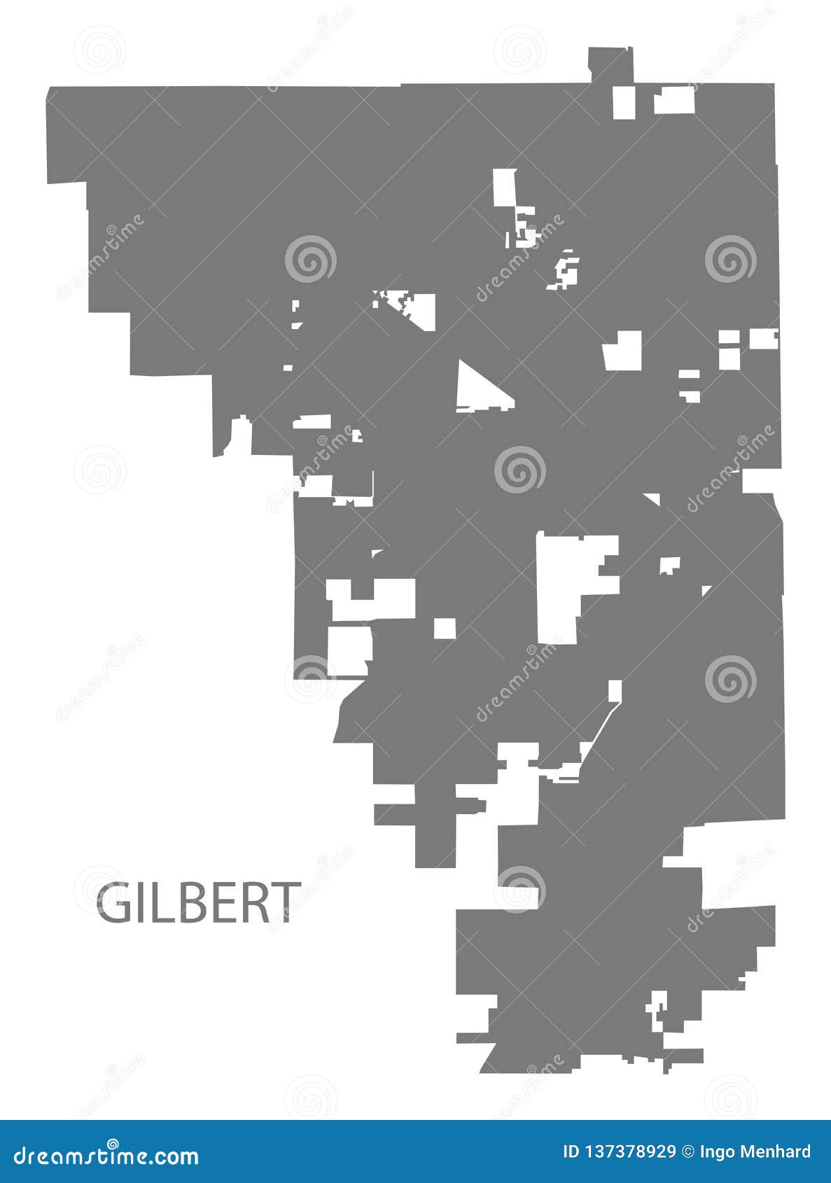 Gilbert Arizona City Map Grey Illustration Silhouette Stock Photo ...