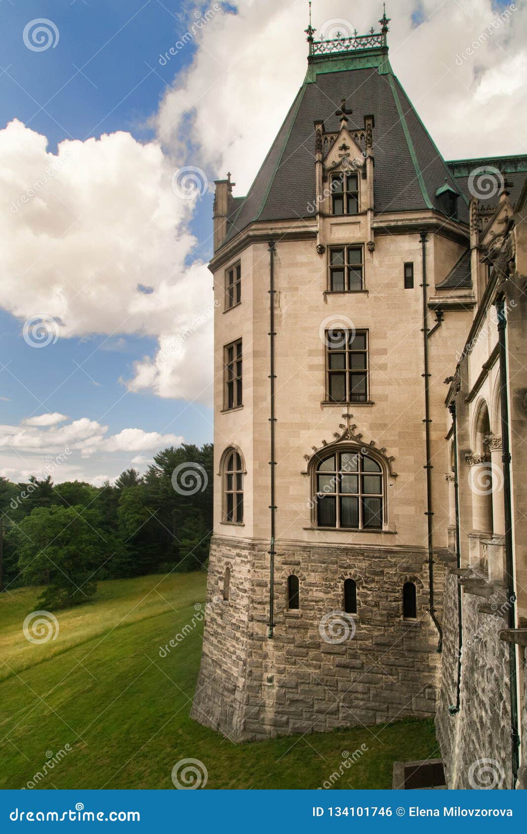 Ancient castle with tower. editorial photo. Image of blue - 134101746
