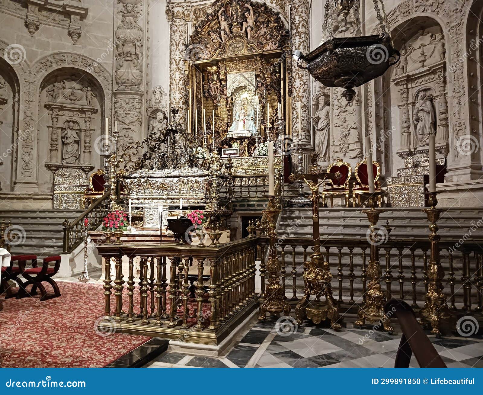 Gilded altar stock photo. Image of icons, gold, catholic - 299891850