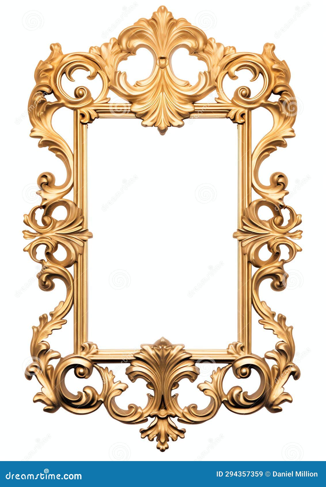 Gilded Baroque Frame Border On White Background Stock Photo ...