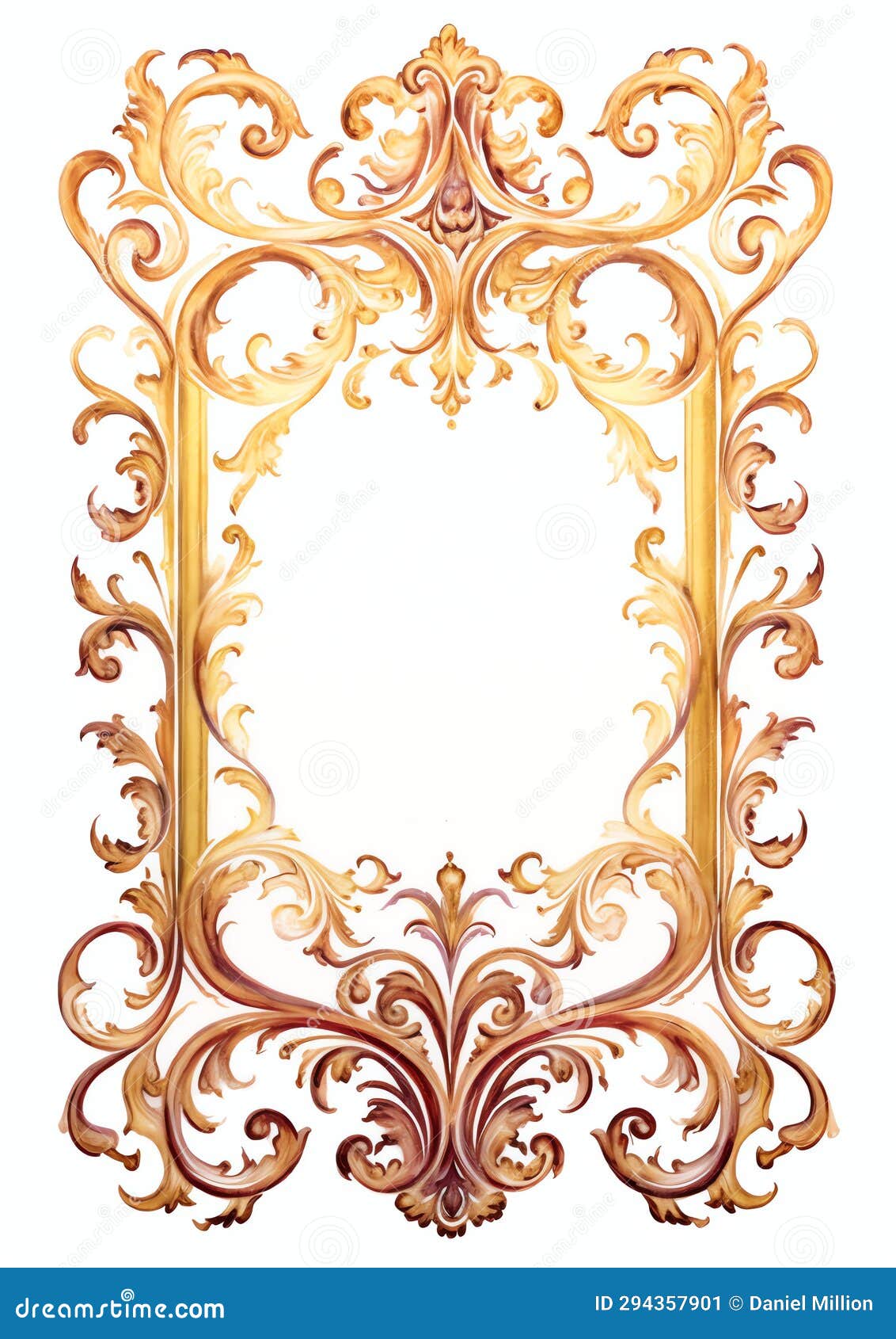 Gilded Baroque Frame Border On White Background Stock Photo ...