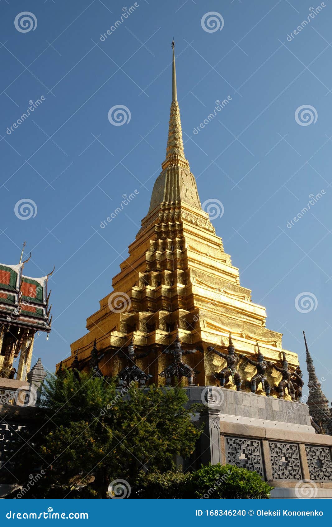 Gilded Conical Tower on the Territory of a Buddhist Temple in Bangkok ...