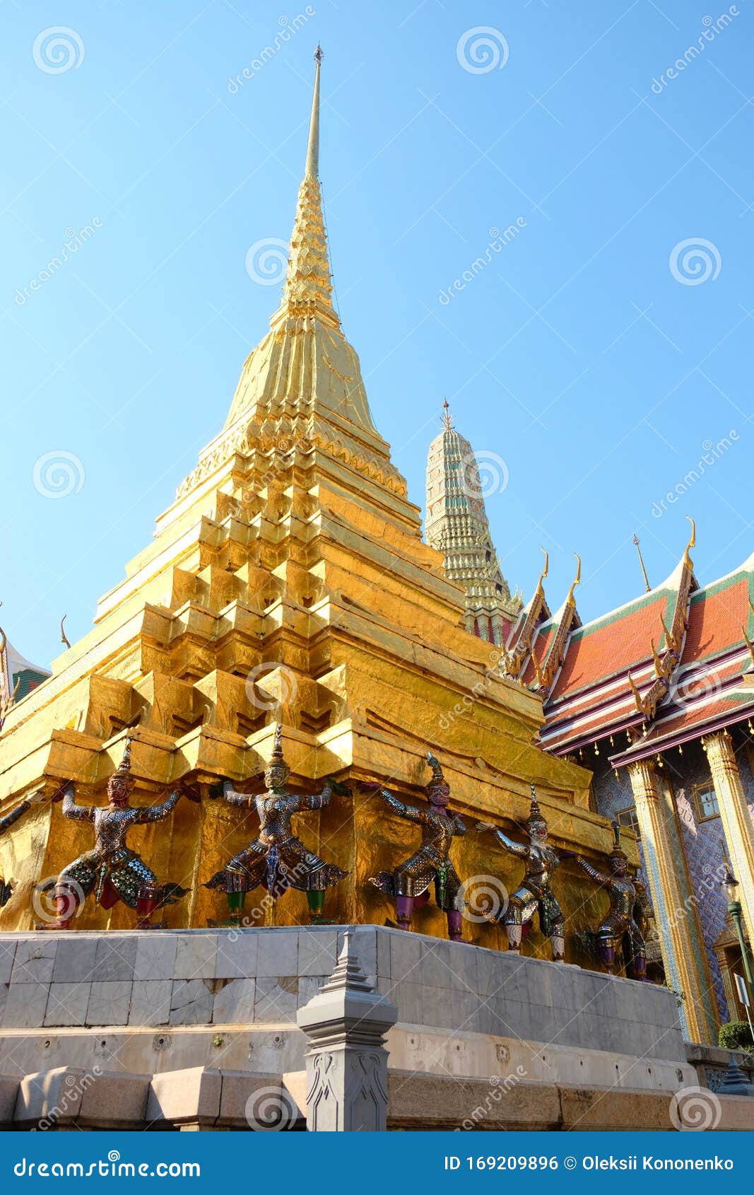 Gilded Conical Tower on the Territory of a Buddhist Temple in Bangkok ...