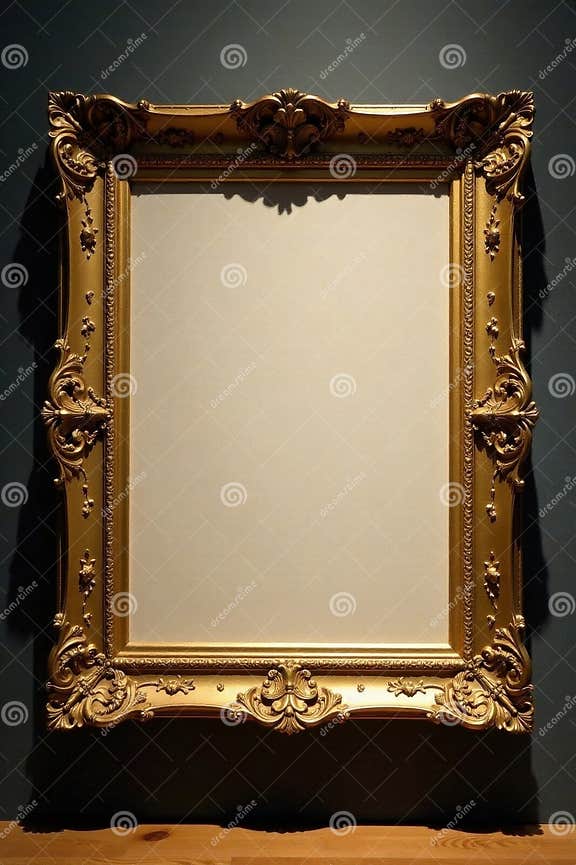 Gilded Frame Encasing Artwork, Museum Setting, Frame, Shadow Stock ...