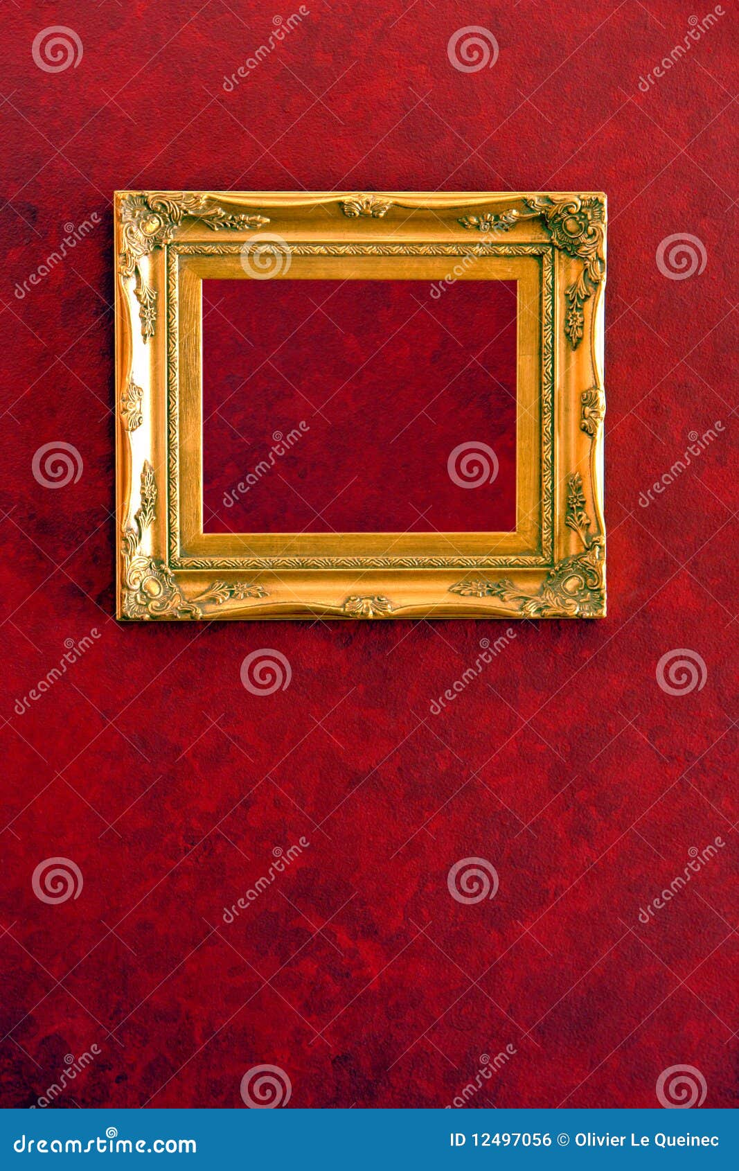 Gilded Gold Frame on Red Wall Background Stock Photo - Image of finish ...