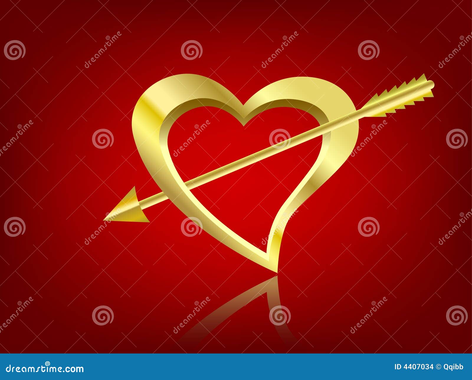 Gilded heart and arrow stock vector. Illustration of fashion - 4407034