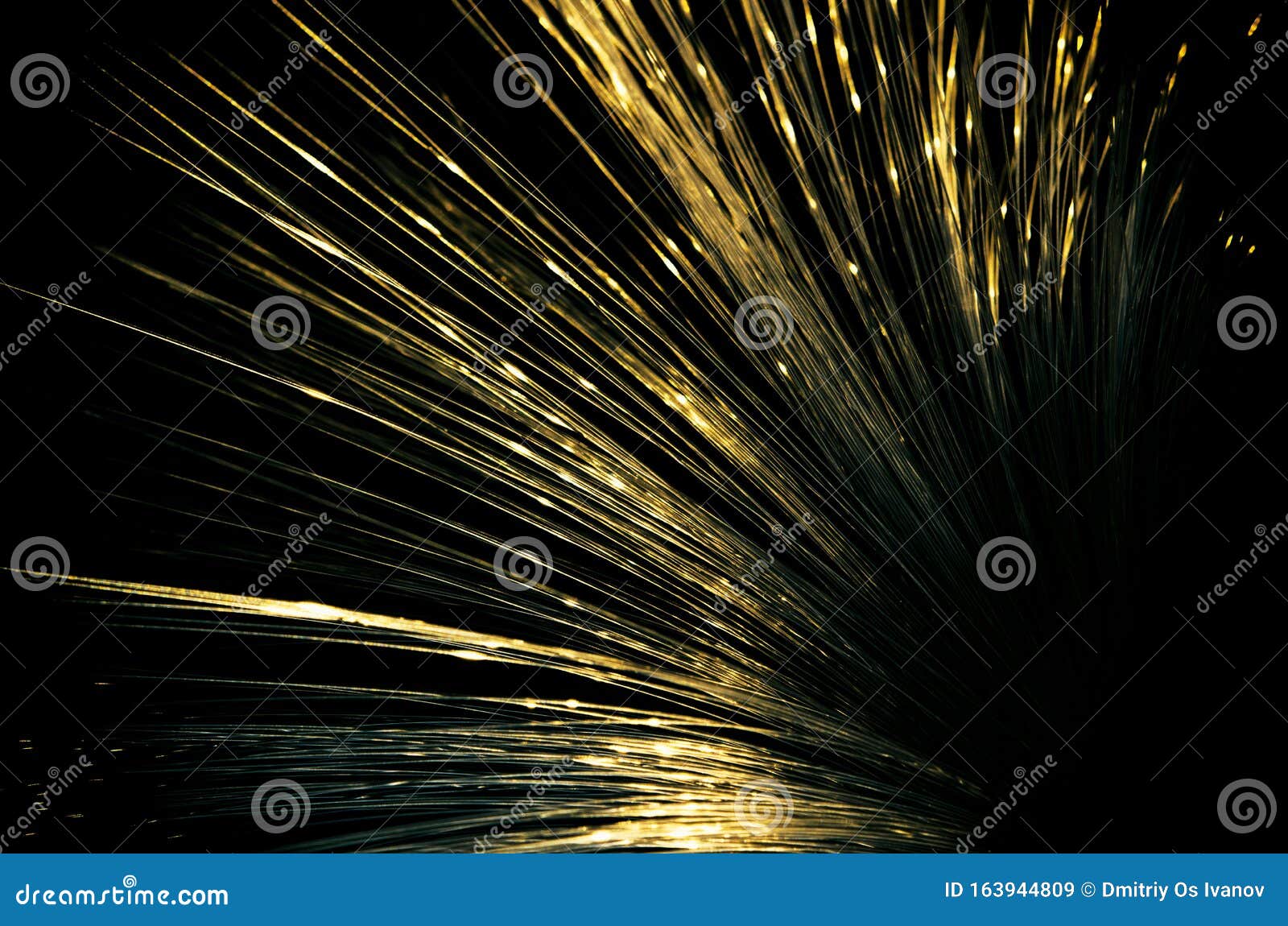 Gilded Illuminated Led Strands Radiating Upwards Stock Image - Image of ...