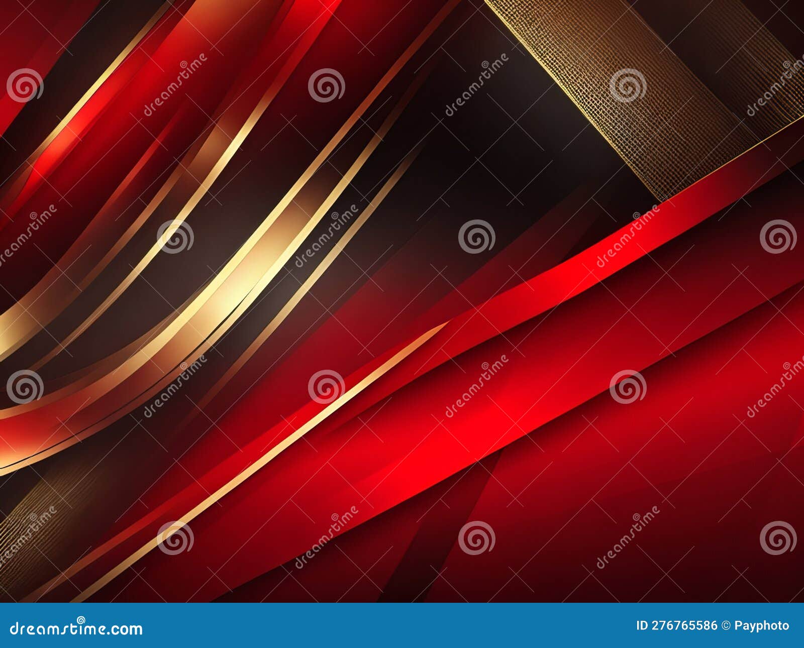 Gilded Lines: 3D Red and Gold Abstract Background. Stock Illustration ...