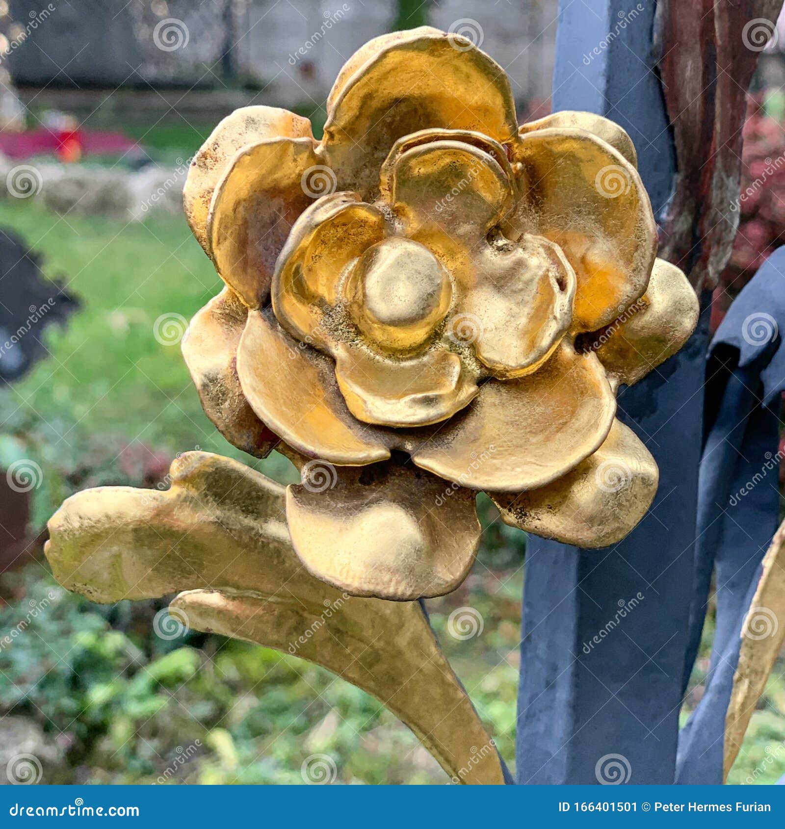 Gilded rose made of metal stock image. Image of love - 166401501