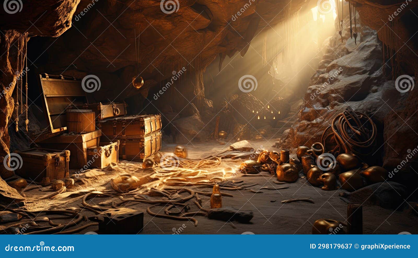 Gilded Secrets of the Pirates Lair Stock Image - Image of gold, golden ...