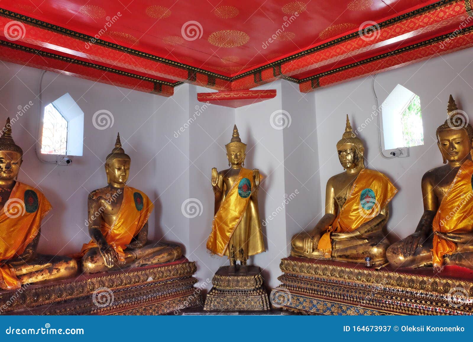 Gilded Statues of Buddha Sitting in Lotus Position. Statues from a ...