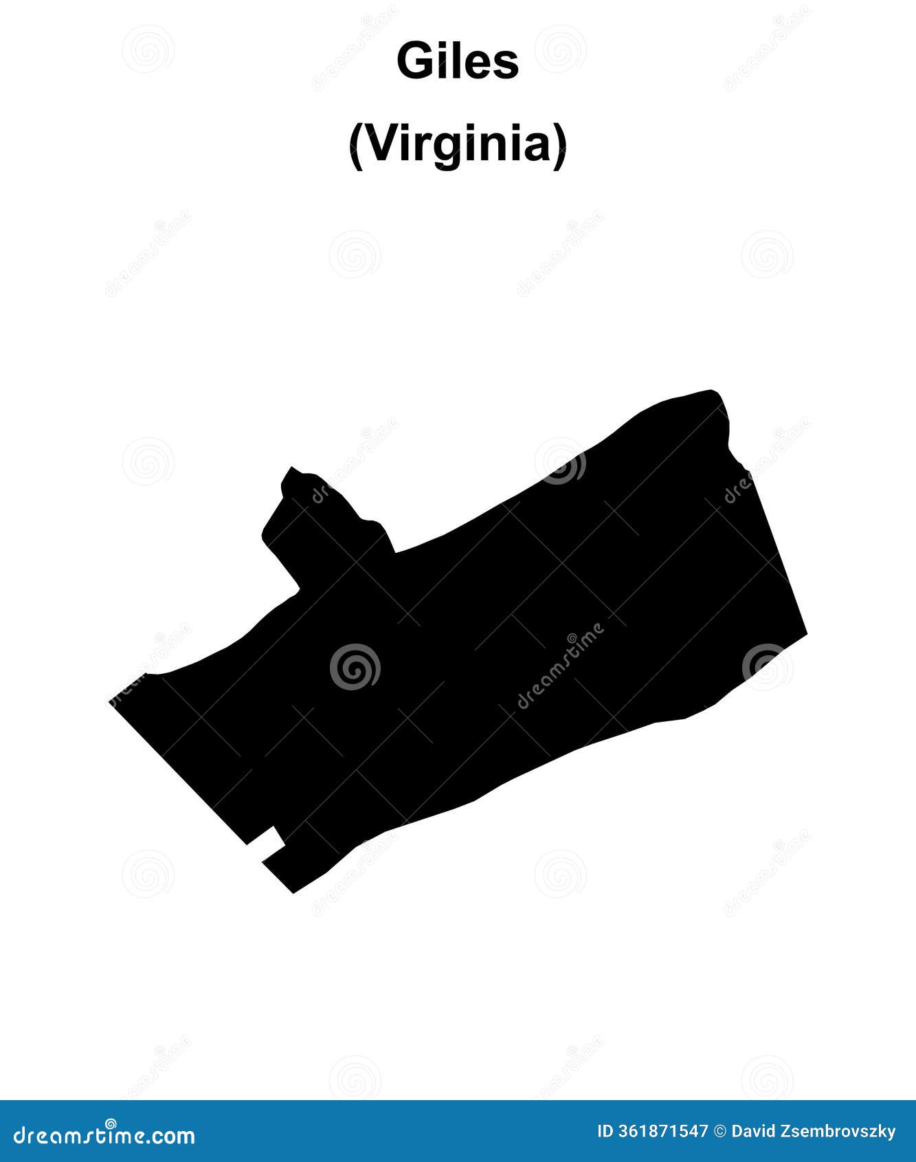 Map Of Giles County In Tennessee State On White Background. Single ...