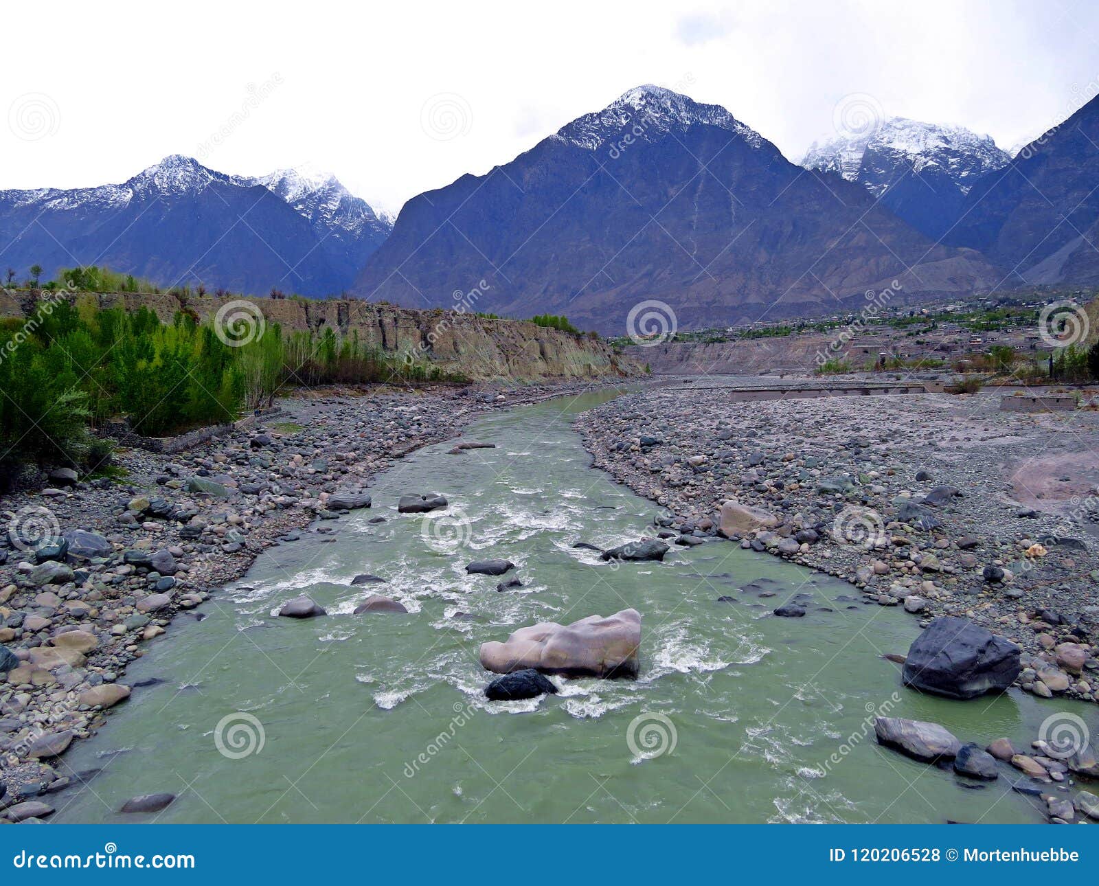 View of Gilgit River, Near Town of Gilgit, Pakistan Stock Photo - Image ...