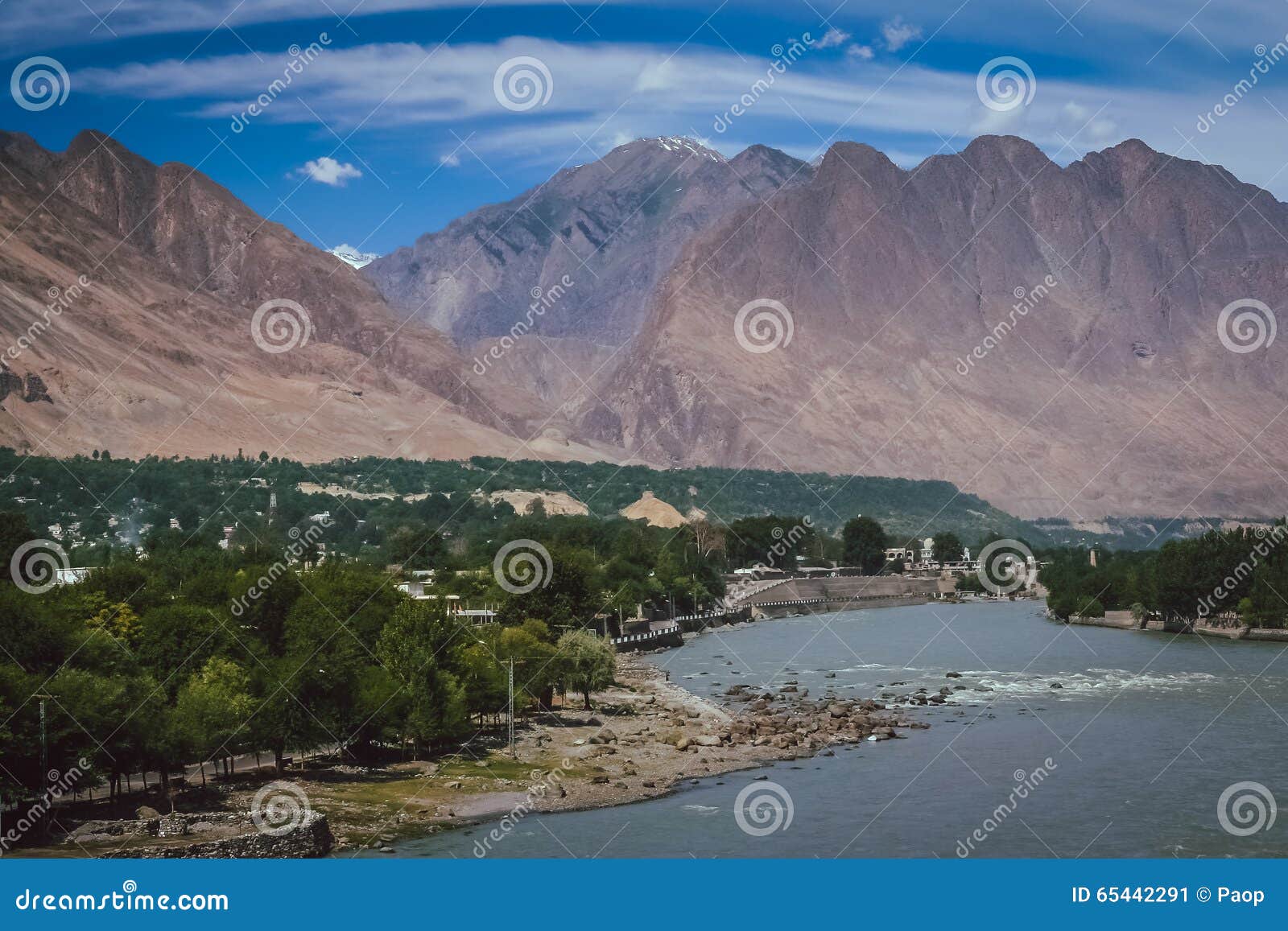 Gilgit Town by the Gilgit River Stock Image - Image of hike, greenery ...