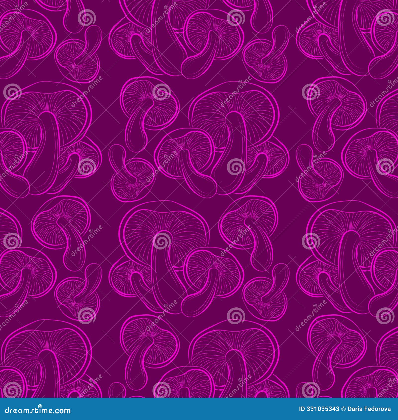 Gilled Mushroom Line Pattern Background Stock Illustration ...