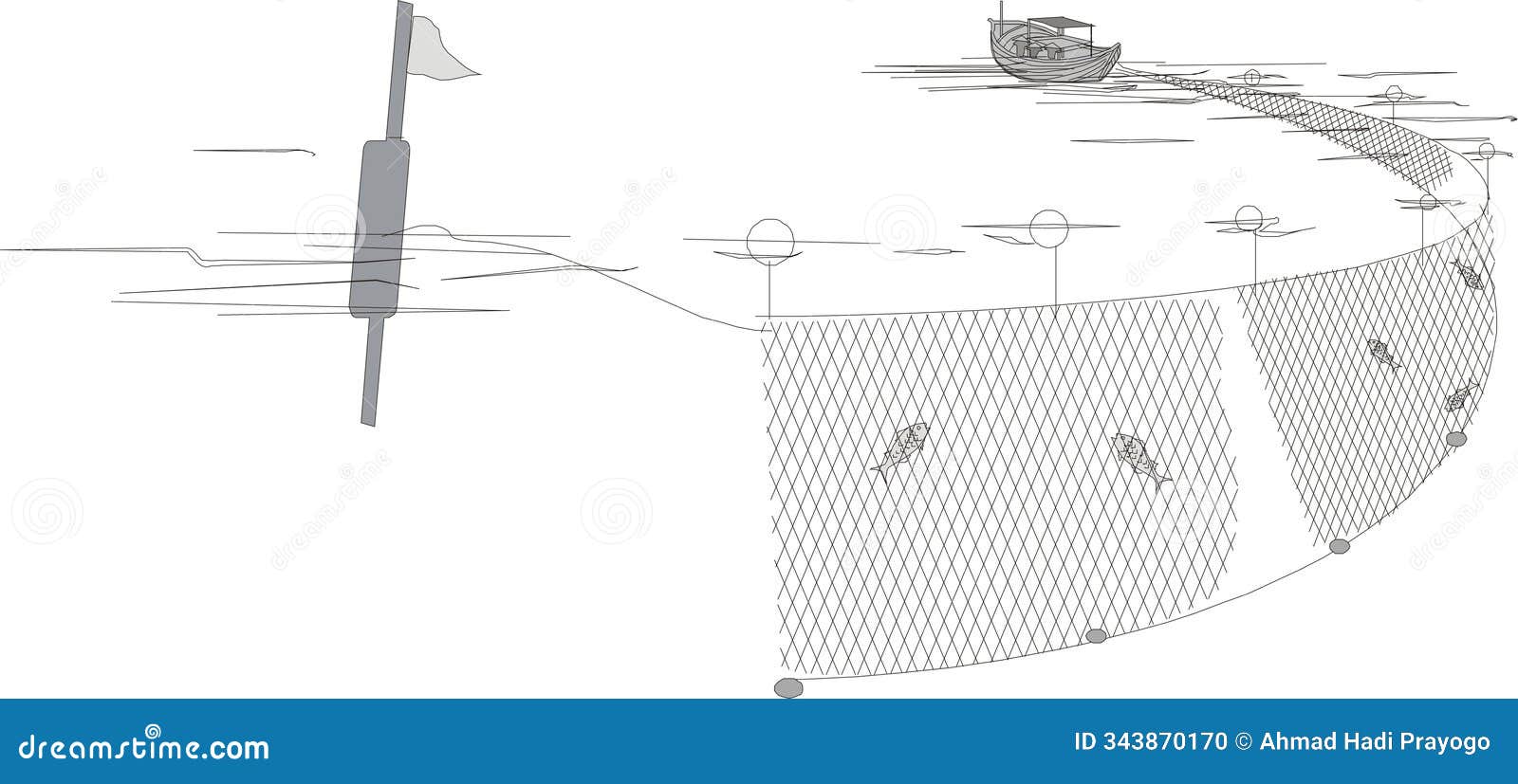 Surface Gillnet Fishing Illustration Stock Illustration - Illustration ...