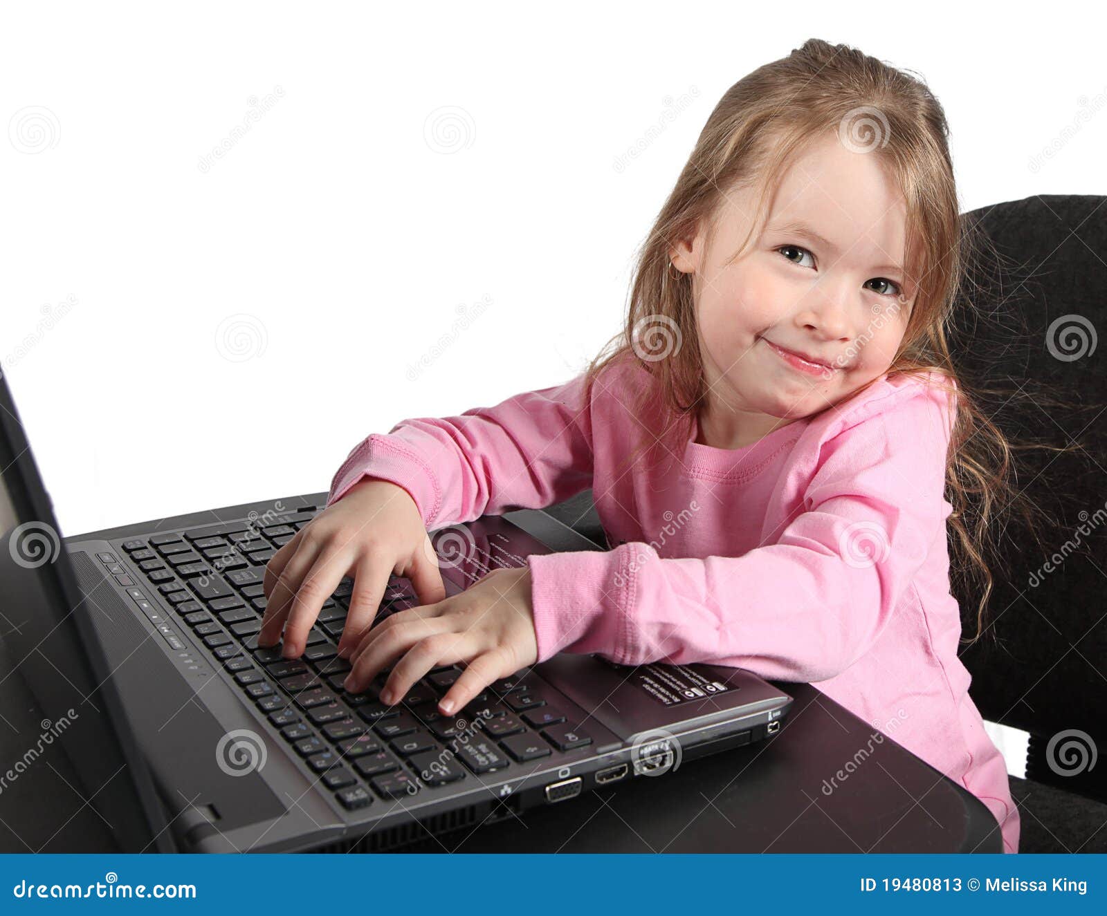 Gilr using laptop computer stock image. Image of smiling - 19480813