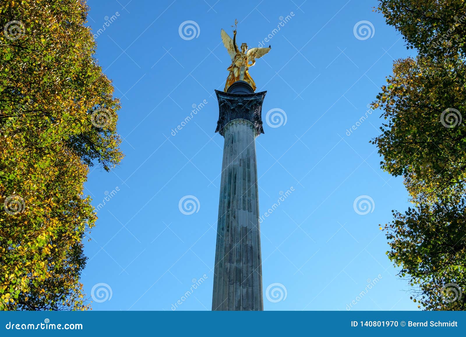 Gilt Angel of Peace on a Column Munich Stock Photo - Image of angel ...