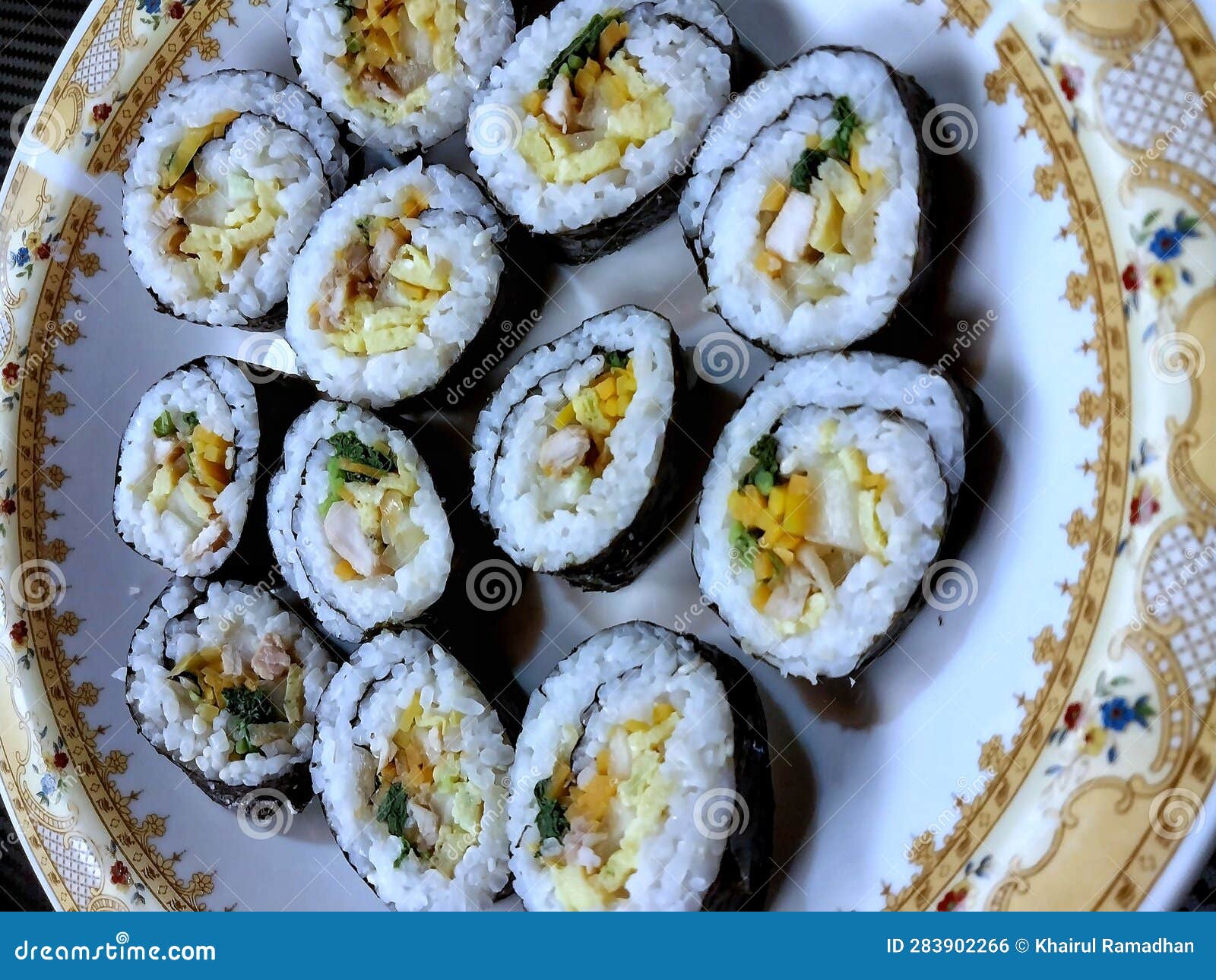 The Gimbab Food Delicious on Plate Stock Photo - Image of delicious ...