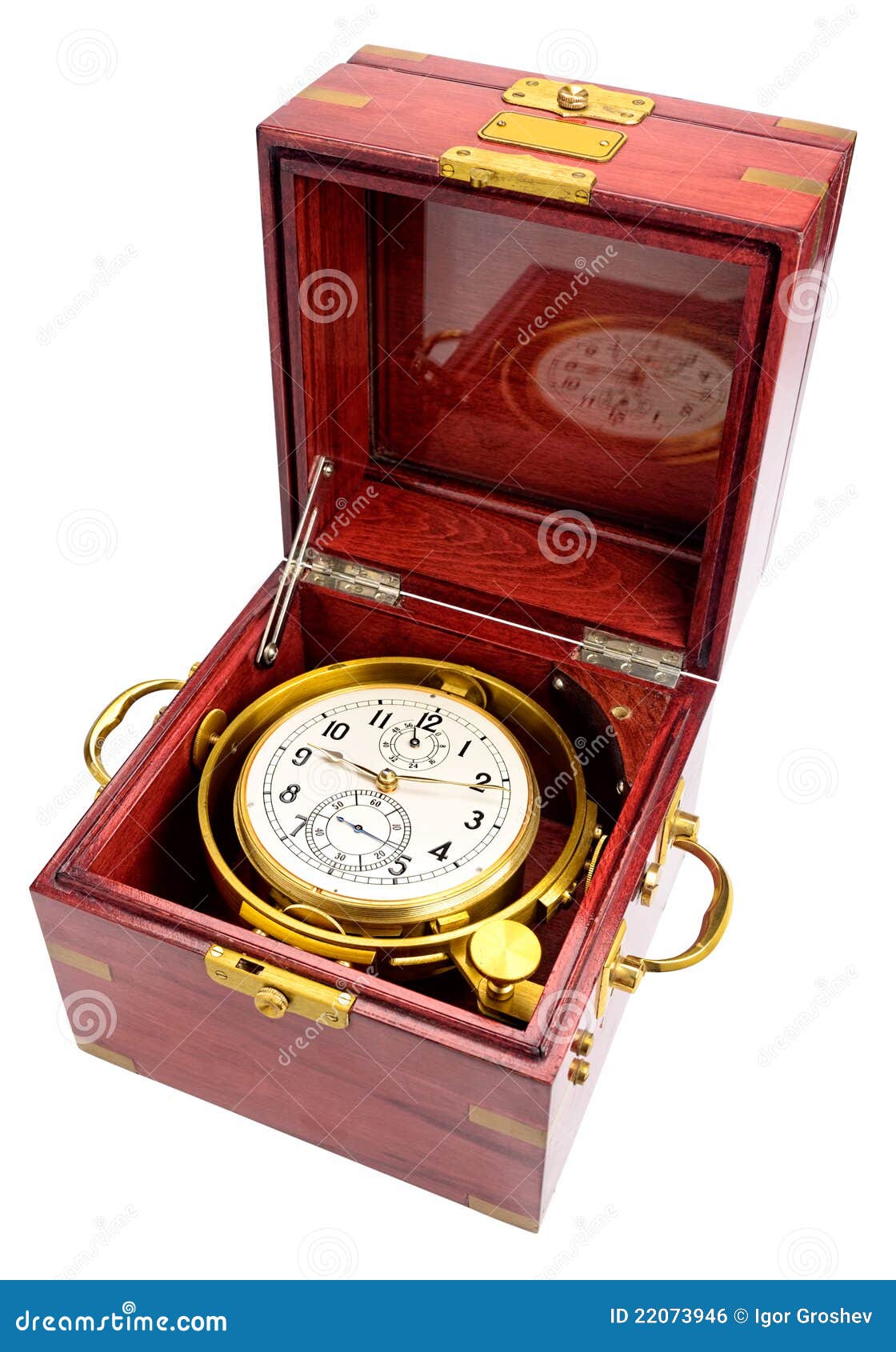 Gimbaled Deck Watch Chronometer in Original Box. Stock Photo - Image of ...
