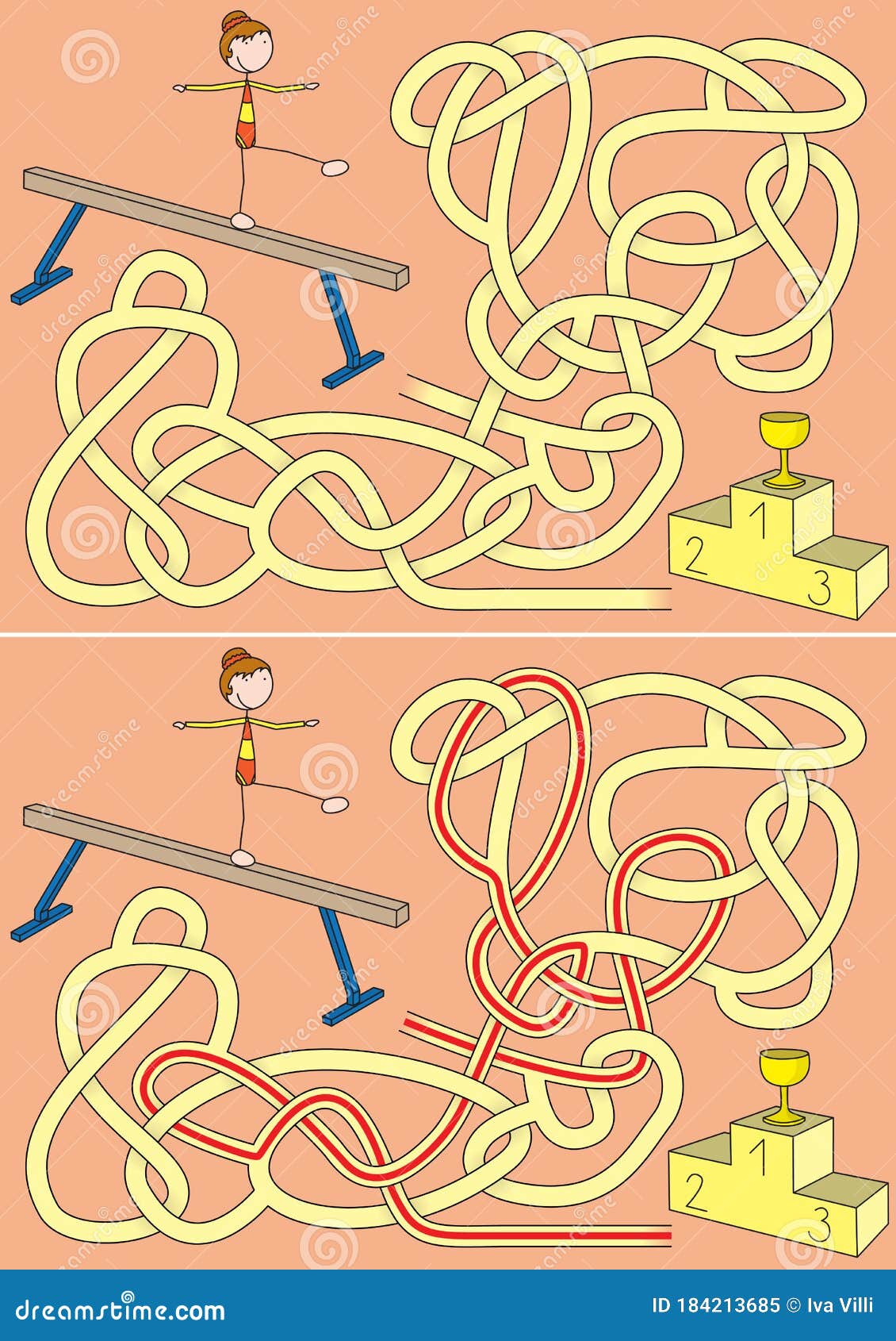 Gimnastics maze stock vector. Illustration of education - 184213685