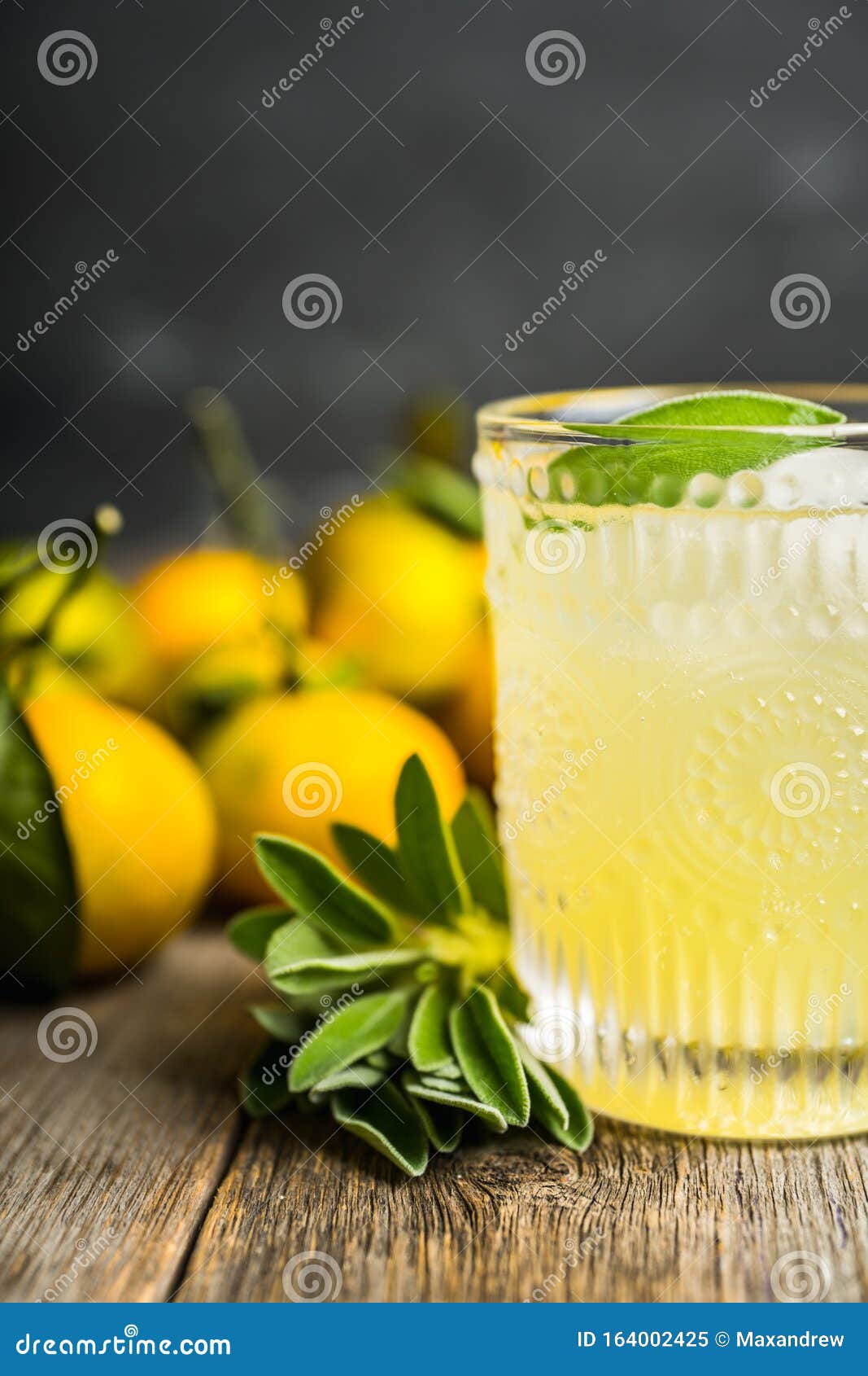Gin Based Sweet Old-fashioned Cocktail Mandarin Juice and Sage Leaves ...