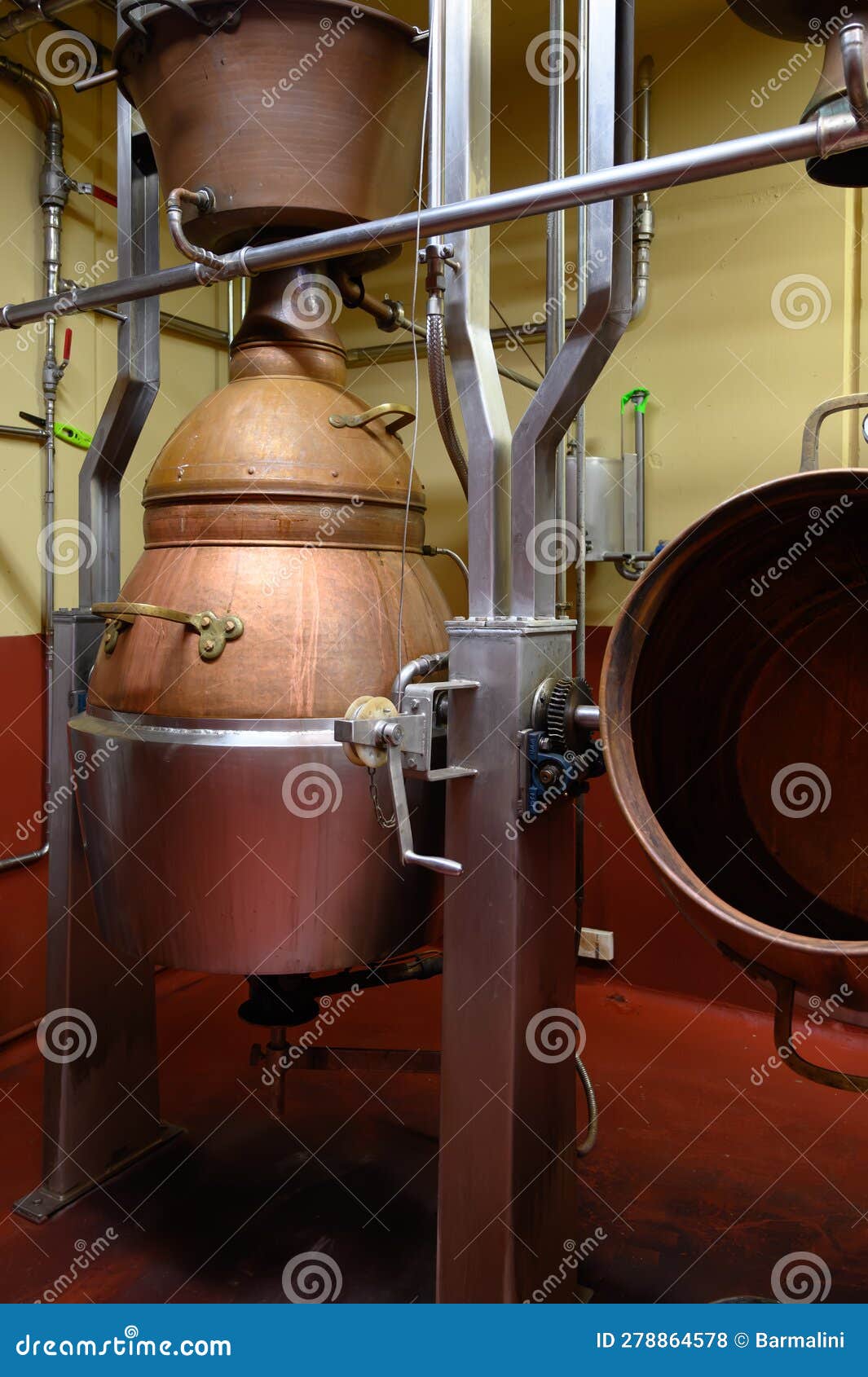 Gin Distillation Process in Copper Tanks in Spanish Bodega Stock Photo ...