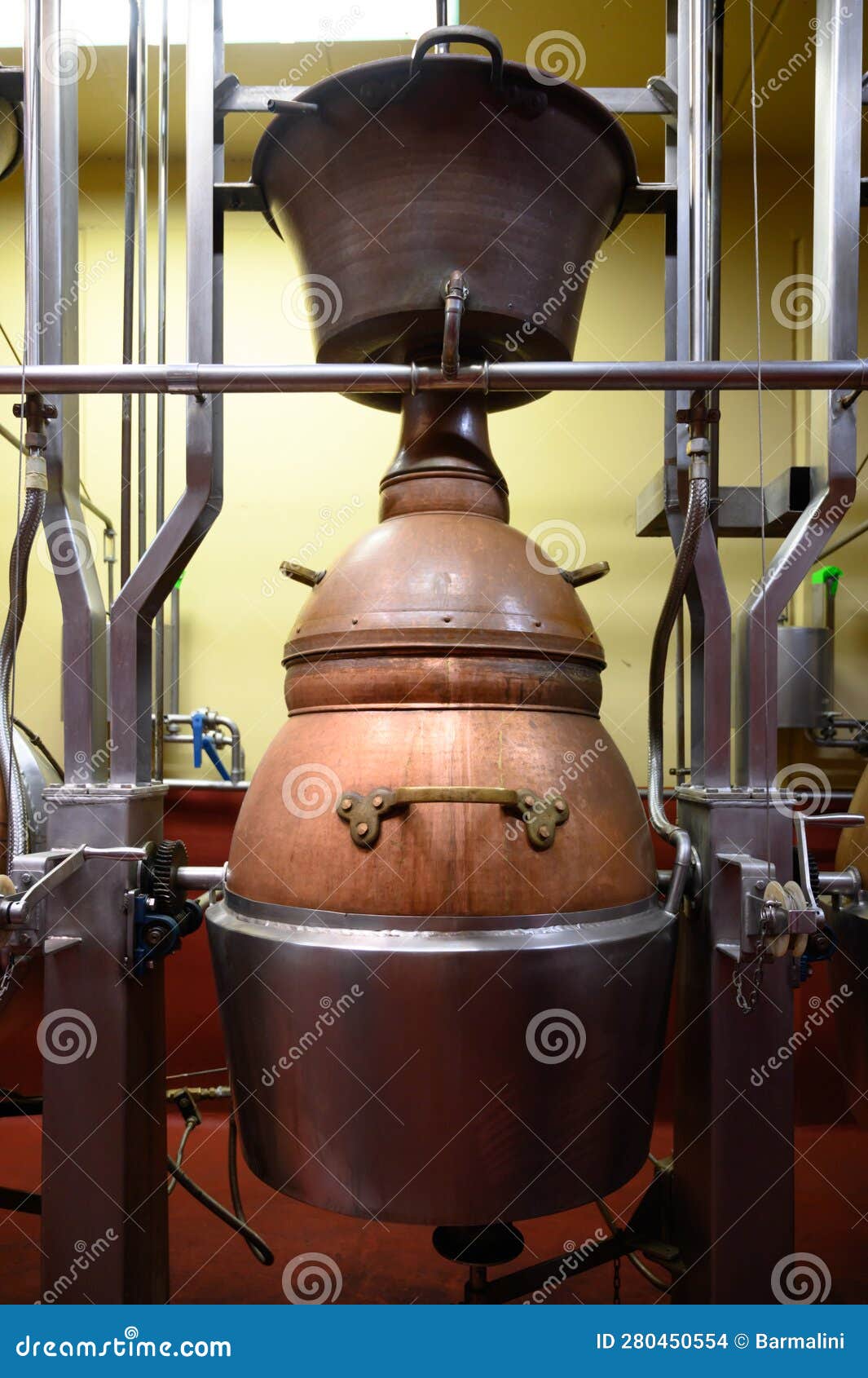 Gin Distillation Process in Copper Tanks in Spanish Bodega Stock Photo ...