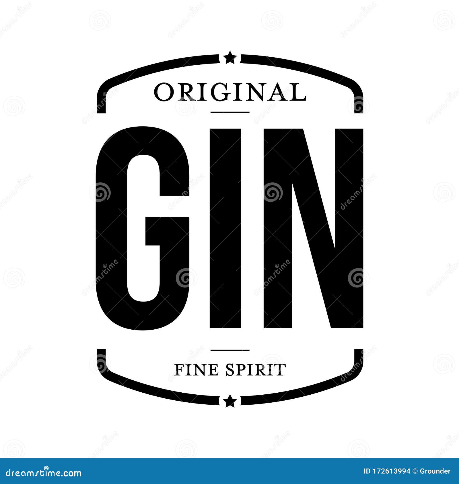 Gin Fine Spirit sign black stock vector. Illustration of cocktail ...