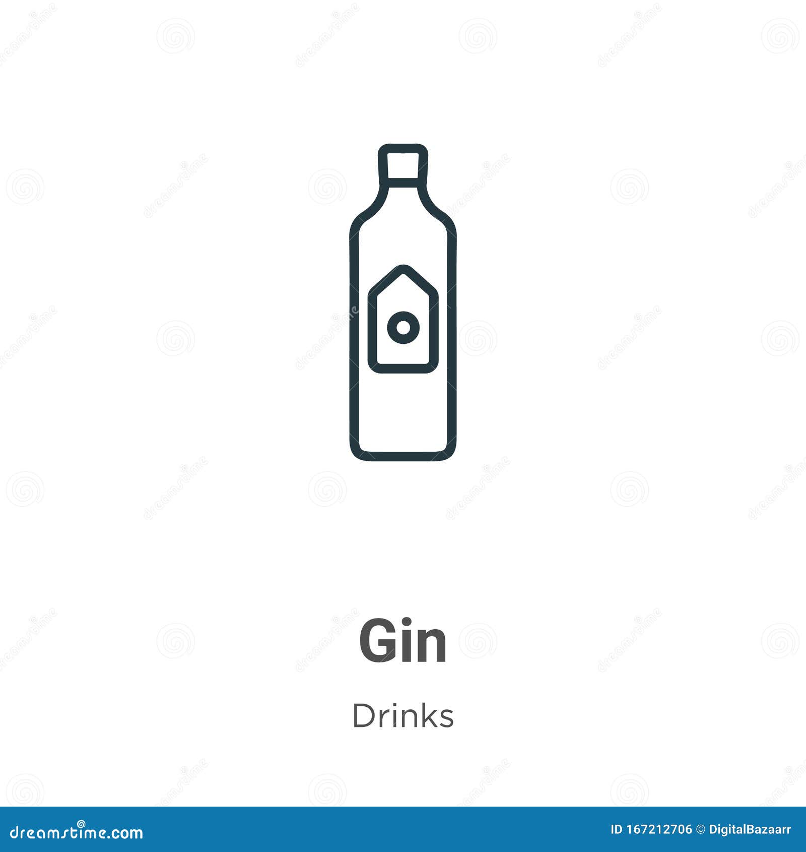 Gin Outline Vector Icon. Thin Line Black Gin Icon, Flat Vector Simple ...