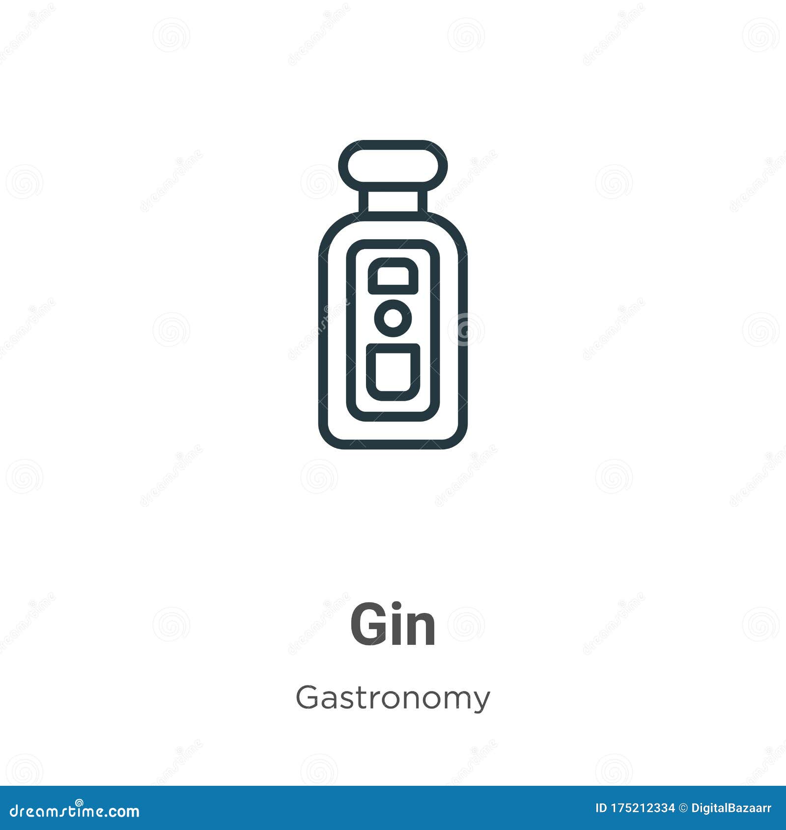 Gin Outline Vector Icon. Thin Line Black Gin Icon, Flat Vector Simple Element Illustration from ...