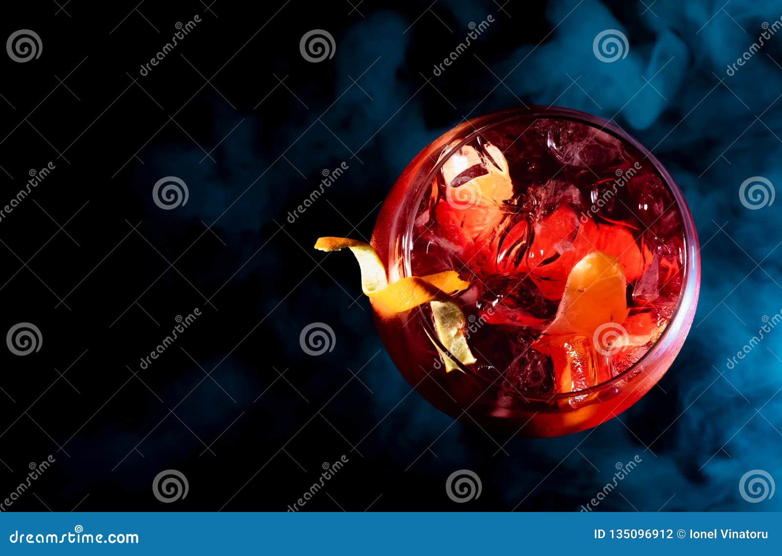 Gin Red Tonics with Ice and Smoke Stock Photo - Image of black, cold ...