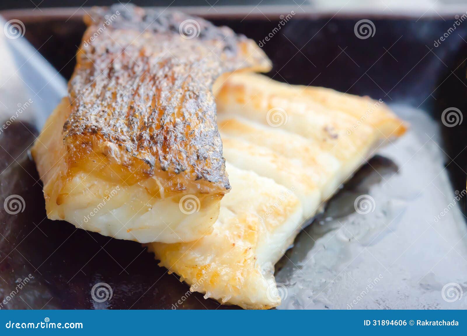Gindara Grilled Black Cod Fish Over Japanese Charcoal Robatayaki Stock ...