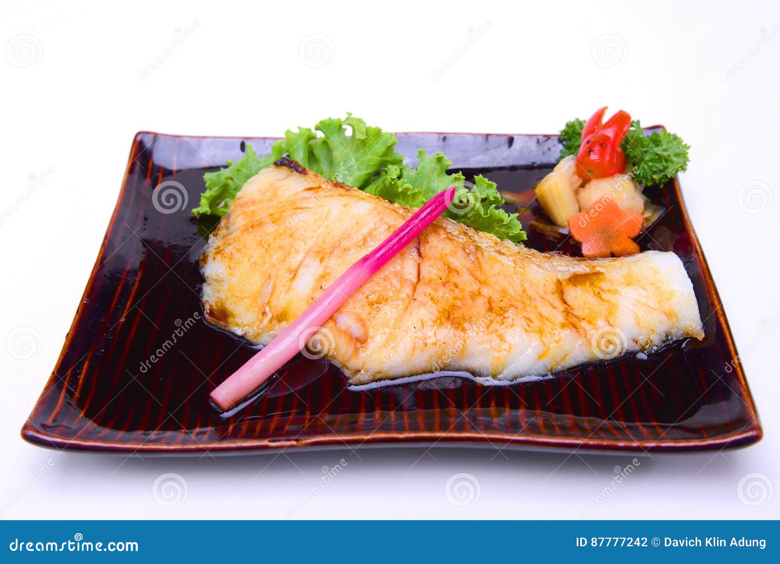 Gindara Teriyaki , Grilled Black Cod Fish With Soy Sauce , Isolated On ...