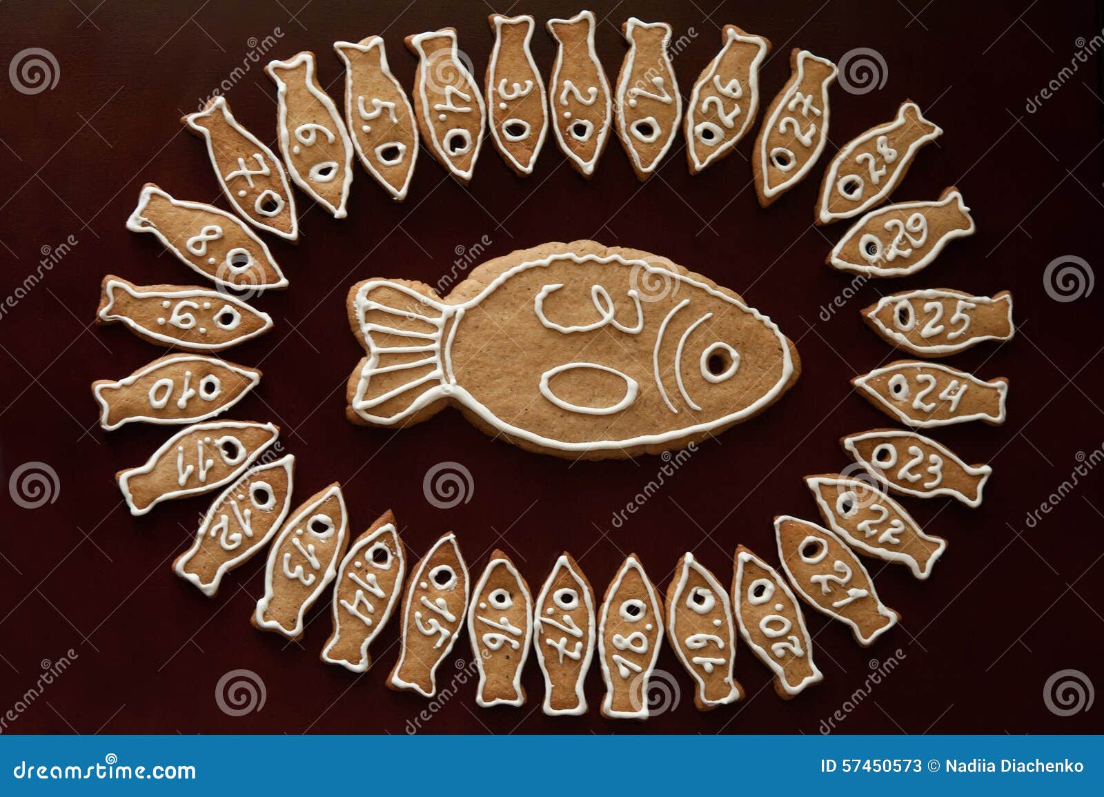 Ginger Biscuits in the Form of Fish Stock Image - Image of decorative ...