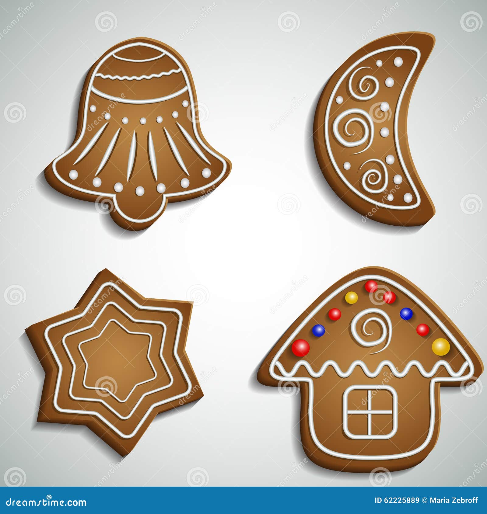 Ginger Bell Cookie Character Icon Cartoon Vector | CartoonDealer.com #79893299