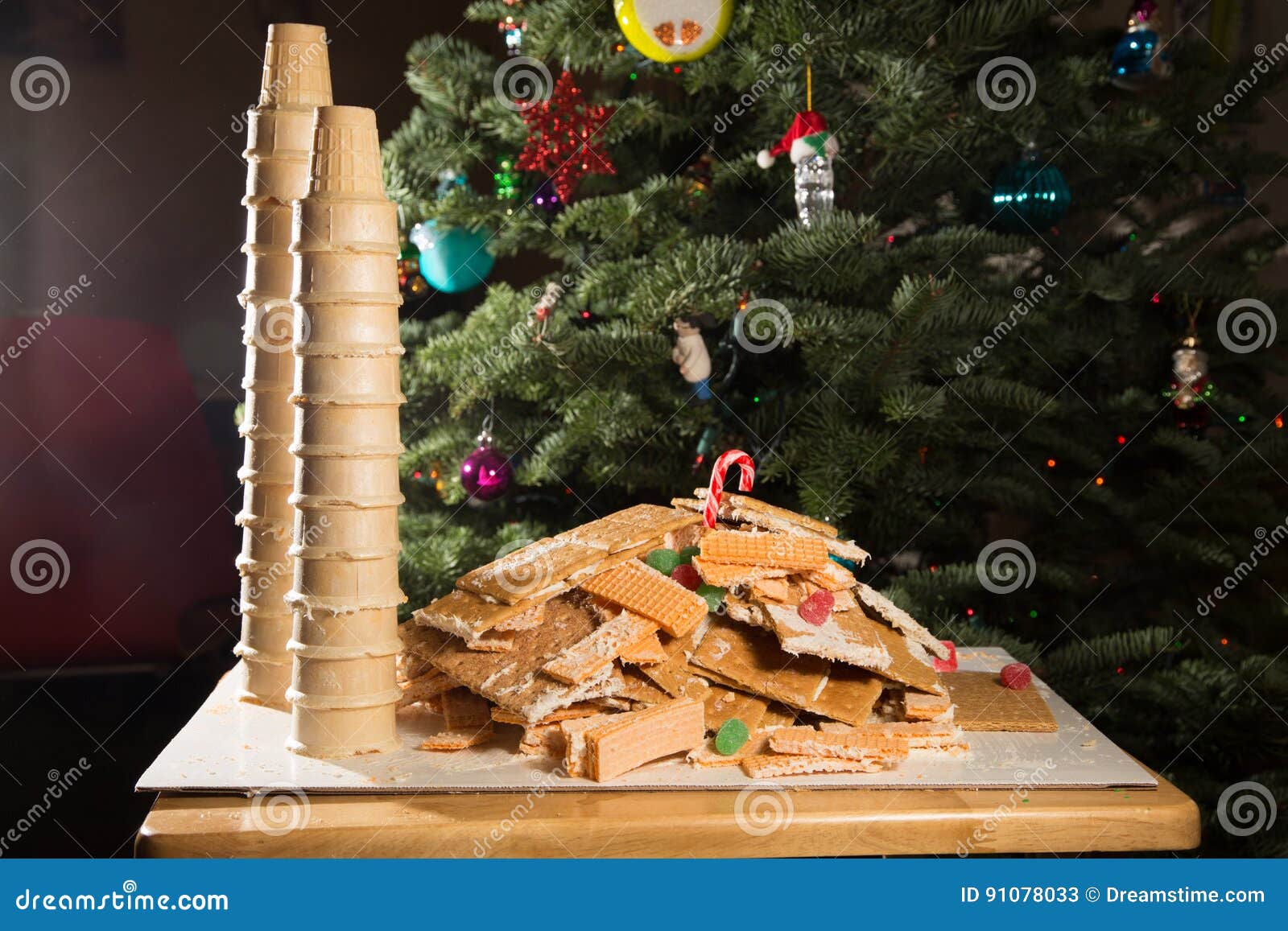 Ginger Bread House Destruction Stock Image - Image of house, tree: 91078033